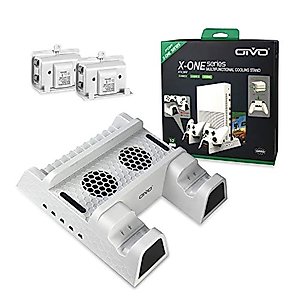 OIVO Vertical Cooling Stand Compatible with Xbox ONE X/Xbox ONE S/Regular Xbox ONE, Cooler Cooling Fan with 2PACK 600mAh Batteries, Games Storage, Dual Controller Charging Dock Station (X0011-White)