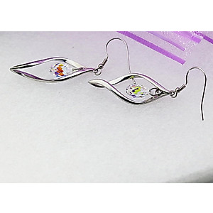 Fashion Swarovski Crystal Twist Leaf 925 Sterling Silver Drop Earrings for Women in Gold-plated