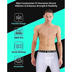 Ibex Athletic Youth Compression Shorts with Protective Cup - Youth Cup Underwear with Cup, Boys Compression Shorts - Y Small White