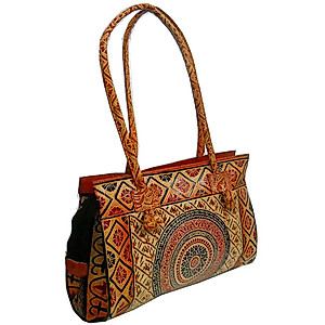 Mandala Design/Circles Design traditional Indian 100% Genuine Pure Shantiniketan Leather Shoulder Bag