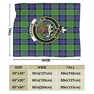 Jun2K Ultra-Soft Micro Fleece Blanket,Graham Tartan Clan Badge Throw Blanket Sheet 80"x60"