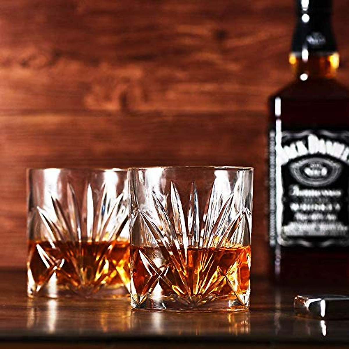 Elegant Crystal Whiskey Glass Set, Double Old Fashioned Scotch Glasses Perfect for Serving Whiskey Bourbon, Mixed Drinks - Set of 6 Cocktail Glasses