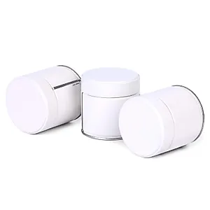 Tianhui Airtight Round Tins for Matcha Powder Tea Coffee Beans Modern Style Mini Portable Small Storage (Ivory, 3*Small (73x73mm))