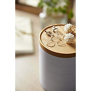 Yamazaki Box Home Stacked Accessory Trays with Wooden Lid | Plastic | Jewelry Organizer, One Size, White