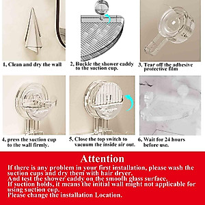 Shower Caddy, Suction Cup Shower Organizer Bathroom Removable Shower Basket Strong Suction Shower Shelf Shower Rack, Clear White Corner