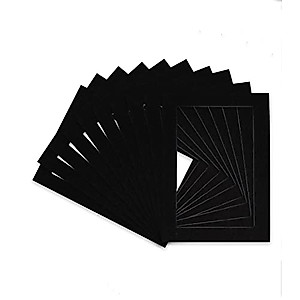 11x14 Mat Bevel Cut for 8x10 Photos - Acid Free Black with Black Core Precut Matboard - For Pictures, Photos, Framing - 4-ply Thickness