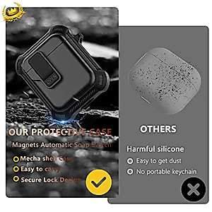 Polislime AirPods Case Cover with Cleaner kit & Magnetic Anti-Lost Straps,Secure Lock Clip with Carbon Fiber Protection Design Case Shell for Apple Airpod Case 2nd &1st Generation -【5 in 1】 Black