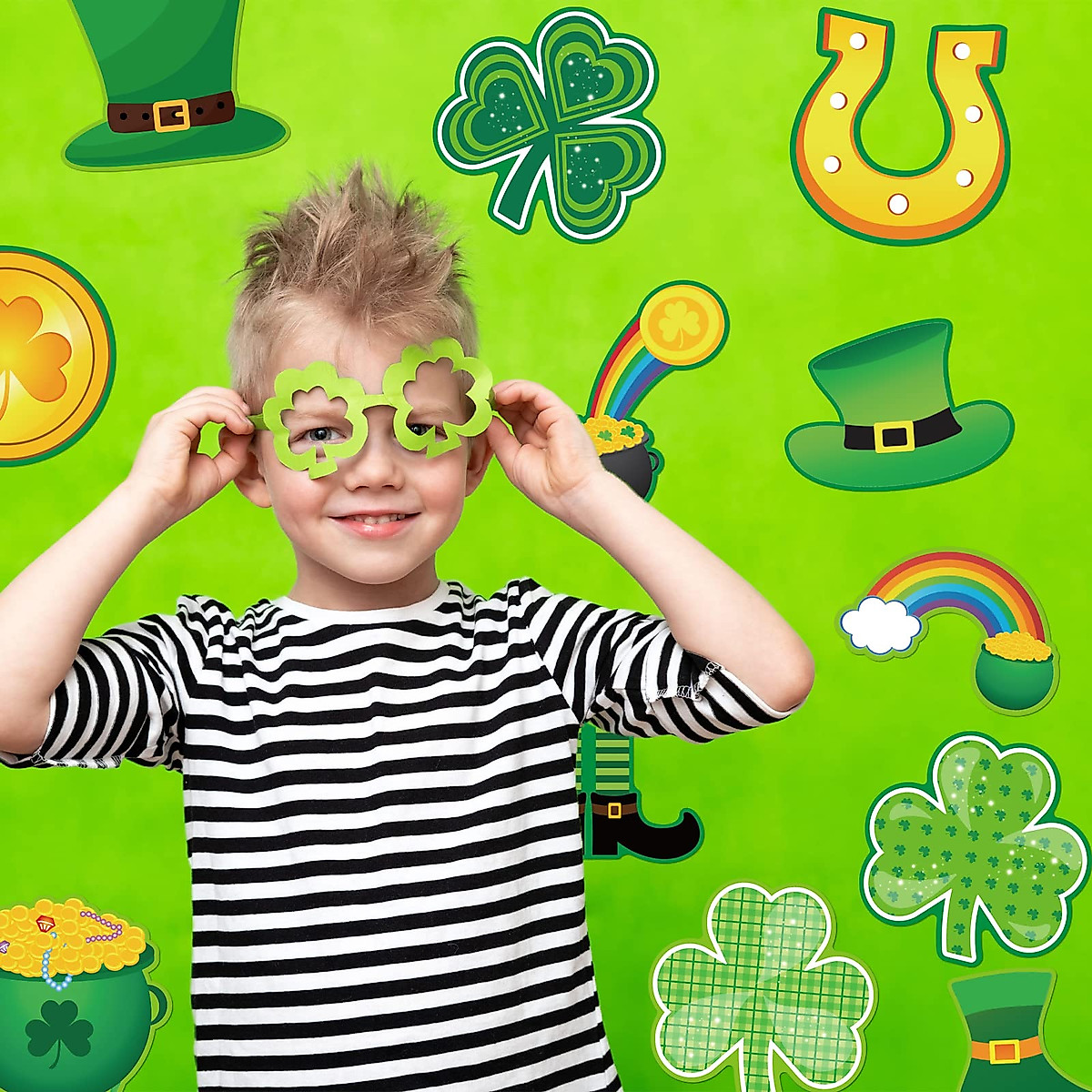 48pcs St. Patrick's Day Cutouts Shamrock Clover Cut-Outs for Classroom Bulletin Board Decorations