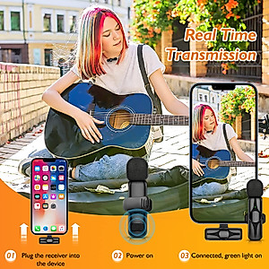 Yeevastte Mini Wireless Lavalier Microphone for iPhone ipad - Professional Wireless Lapel Mic with Long Battery Life Suitable for Video Recording, Life Streaming, Interview, Vlog, YouTube