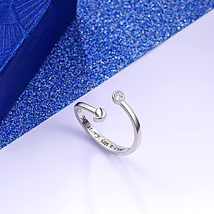 ACJNA 925 Sterling Silver Rings, My Story Isn't Over Yet Ring Adjustable Open Rings Semicolon Jewelry for Women Inspirational Gift