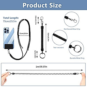 SUSSURRO 4 Sets Phone Case Anchor and Tether Stretchy Phone Wrist Strap Universal Cell Phone Lanyard Tether Neck Strap Outdoor Hiking Skiing Climbing Compatible with iPhone Samsung Most Smartphones