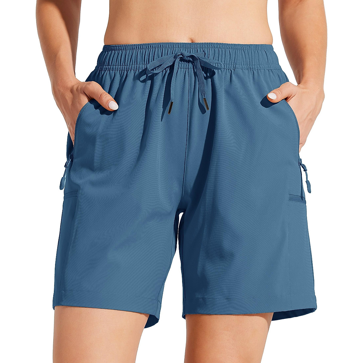 Willit Women's Shorts Hiking Cargo Shorts Quick Dry Golf Active Athletic Shorts 7" Lightweight Summer Shorts with Pockets Ocean Blue L