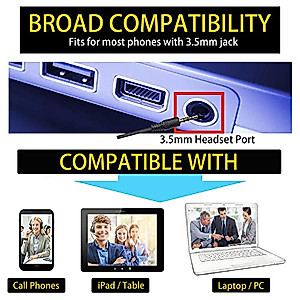 Wired Computer Headset, Lightweight Office On-Ear Headphones with Microphone, 3.5mm Jack Call Center Headset with Stereo Sound, Comfort-fit Earpad for Classes, Skype, Webinar