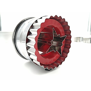 JOKUMO 11 Piece Round Linzer Cookie Cutter Set – High Grade 430 Stainless Steel - with Storage Tin