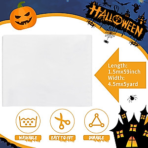 HunnmingRe 5 Yard x 55 Inch Halloween Fabric Ghost Costume Fabric White Quilting Cotton Fabric for Halloween DIY Witch Party Hooded Vampires Cape Cloak Ghost Dog Costume Trick or Treat Sewing Crafts