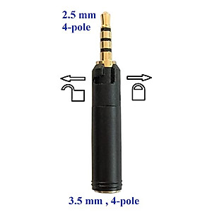 KOKKIA Tiny Versatile 2.5mm Male to 3.5mm Female Adapter with Lock/Unlock Feature : Extremely Versatile for Attachment to headsets/Devices with 2.5mm Audio Port.