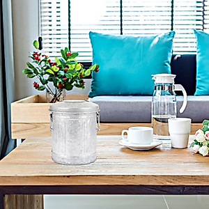 Cabilock Galvanized Trash Can Bucket with Lid Mini Desktop Wastebasket Rubbish Bin Garbage Waste Basket Vintage Farmhouse Metal Utility Pail Flower Pot Pen Pencil Holder L