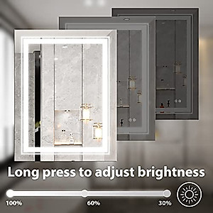JSneijder 28x36 led Bathroom Mirror,led Mirror with Lights,Dimmable Anti-Fog Mirror
