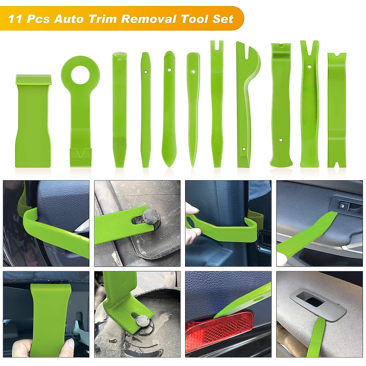 GOOACC 19Pcs Trim Removal Tool Set Panel Fastener Clips Removal Automotive Plastic Upholstery Pliers Removal Install Removal Car Tool with Storage Bag for Trim Panel Audio Clip Pliers Terminal-Green