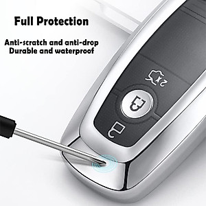 K LAKEY Ford Car Key Fob Cover,Compatible with Ford F-150 F-250 F-350 Ecosport Edge Explorer Fusion Mustang (Sleek Bright black)