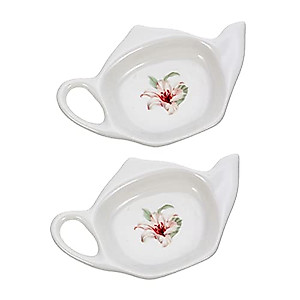 Baluue 2pcs Tea Bag Saucer Travel Jewlwery Holder White Serving Tray Cup Holder Tray Tea Bag Dish Tea Bag Holder Ketchup Saucer Delicate Tea Bag Tray Loose Tea Dish Teabag Storage Plates