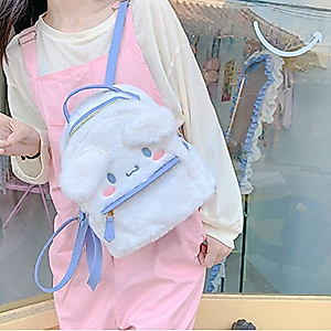 SHOCKTU My Melody Backpack, Cinnamoroll Bag Cute Cartoon School Bag Plush Shoulder Bag Handbag (WHITE)