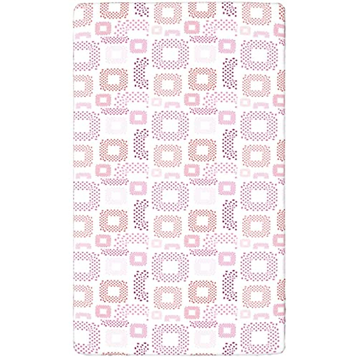 Pink Polka Dots Themed Fitted Crib Sheet,Standard Crib Mattress Fitted Sheet Soft and Breathable Bed Sheets-Great for Boy or Girl Room or Nursery,28“ x52“,Dark Magenta Dark Coral Pink Vermilion