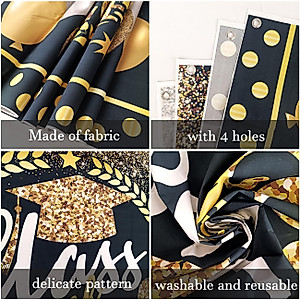 Black and Gold Graduation Party Decorations 2023,67pcs Class of 2023 Party Decor Kit with Balloon Garland Backdrop Banner and Tablecloth for High School, College, Medical Student Graduation Party Supplies
