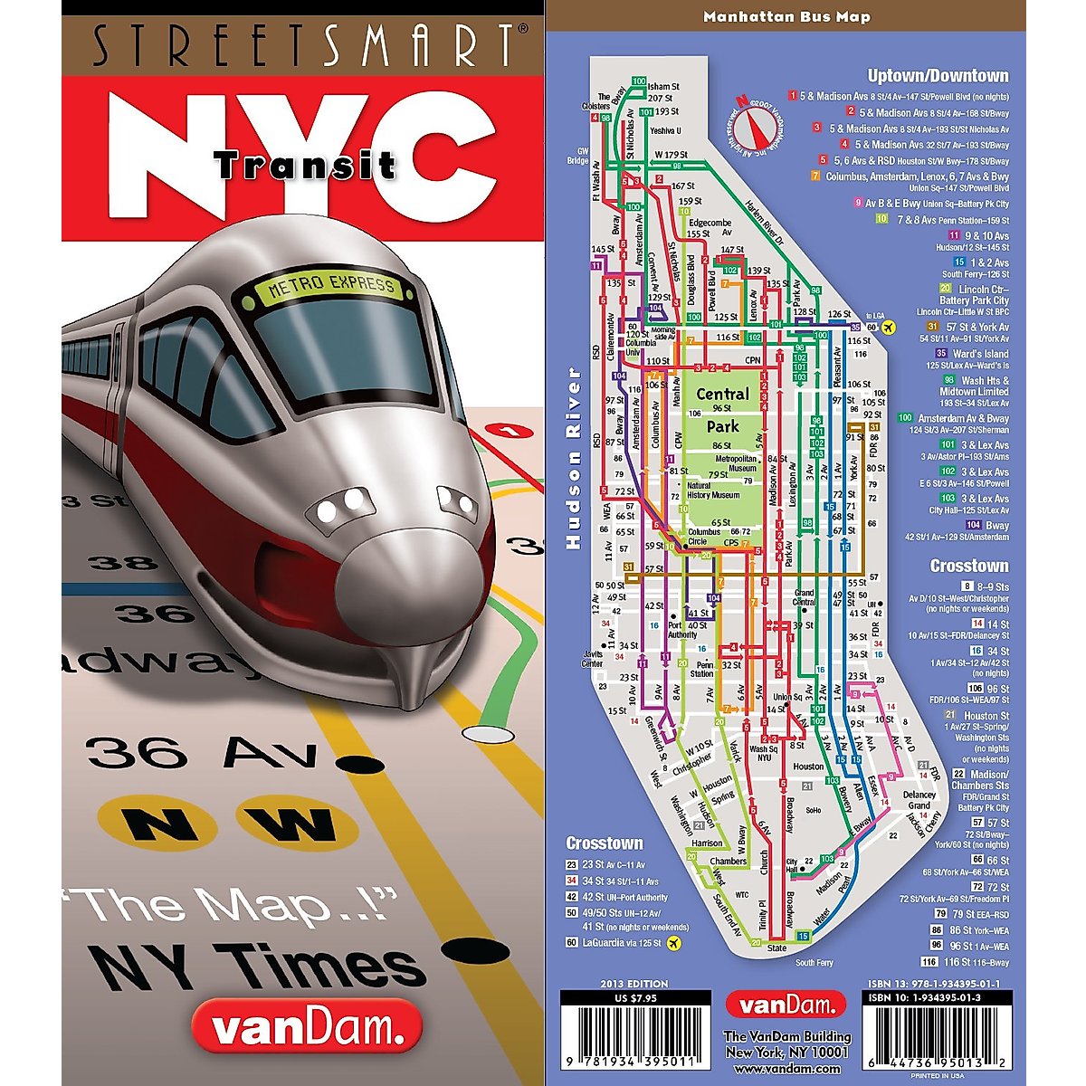StreetSmart NYC Transit Map by VanDam-Laminated pocket size Transit map w/ subway, bus, ferry and train lines plus attractions in the Five Boros of ... Staten Island, 2024 Edition Map – Folded Map