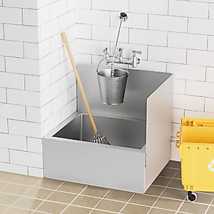 Mop Sink Faucet Service Sink Faucet with Vacuum Breaker, Pail Hook & Garden Hose Thread, 8" Adjustable Center