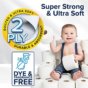 Camco Camper & RV Toilet Paper - 16-Rolls - 2-Ply Quick Dissolve RV Septic Safe Bath Tissue - Dye & Fragrance Free - 500 Sheets Per Roll (40282)