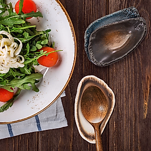 LINXUXIE Ceramic Spoon Rest for Stove Top, 3 PCS Shell-Shaped Stable Glaze Sauce Tray Fruits Dish Porcelain Utensil Spoon Holder for Kitchen Counter Dining Table Decor Easy Clean (NO.1)