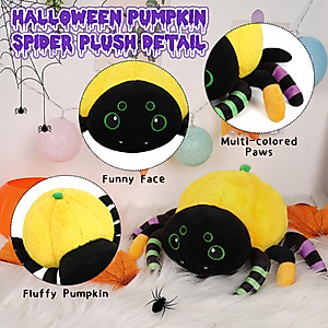 MUFEIRUO Halloween Stuffed Animal,8 in Halloween Plush Spider,Cute Pumpkin Plush Pillow,Halloween Spider Plushie Doll Toys for Kids,Gift for Halloween Boys Girls