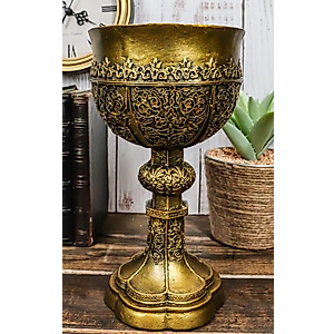 Ebros Decorative Merlin's Holy Grail The Golden Cup Of Life Decorative Chalice Ceremonial Cup Arthurian Legends Medieval Accent Decor
