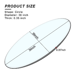 JUFU Clear Round Glass Top, 1/4" Thick Tempered Table Top with Pencil Polished Edge,Transparent Flat Circular Sheet Ideal to Be Used for Dining Table, Coffee Table, Restaurant Table (36'' Diameter)
