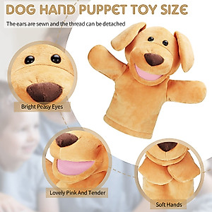 Zomiboo Hand Puppets Soft Animal Hand Plush Toy with Movable Mouth Imaginative Pretend Play Stocking Storytelling Interactive Toy (Dog)