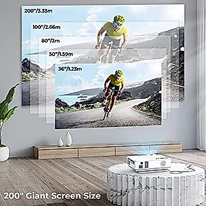 TENKER Native 1080P Projector, 7500L High Brightness Full HD Outdoor Movie Projector, 200" Giant Screen LCD Video Projector, Portable Mini Projector for Cartoon, Compatible w/Laptop/PC/DVD/TV