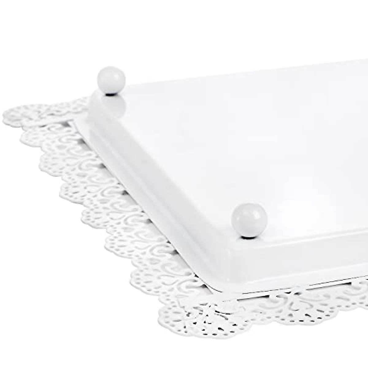 Lyellfe Set of 7 White Cake Stand, Decorative Dessert Display Set, Metal Cake Stand Set for Dessert Table, Birthday Party, Wedding, Afternoon Tea, Festival