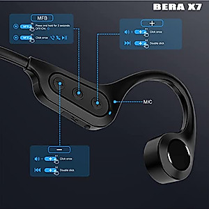 Vinkyster Open-Ear Bluetooth Bone Conduction Sport Headphones - Sweat Resistant Wireless Earphones for Workouts and Running - Built-in Mic for Fitness, Running, Cycling, and More, (Black Red)