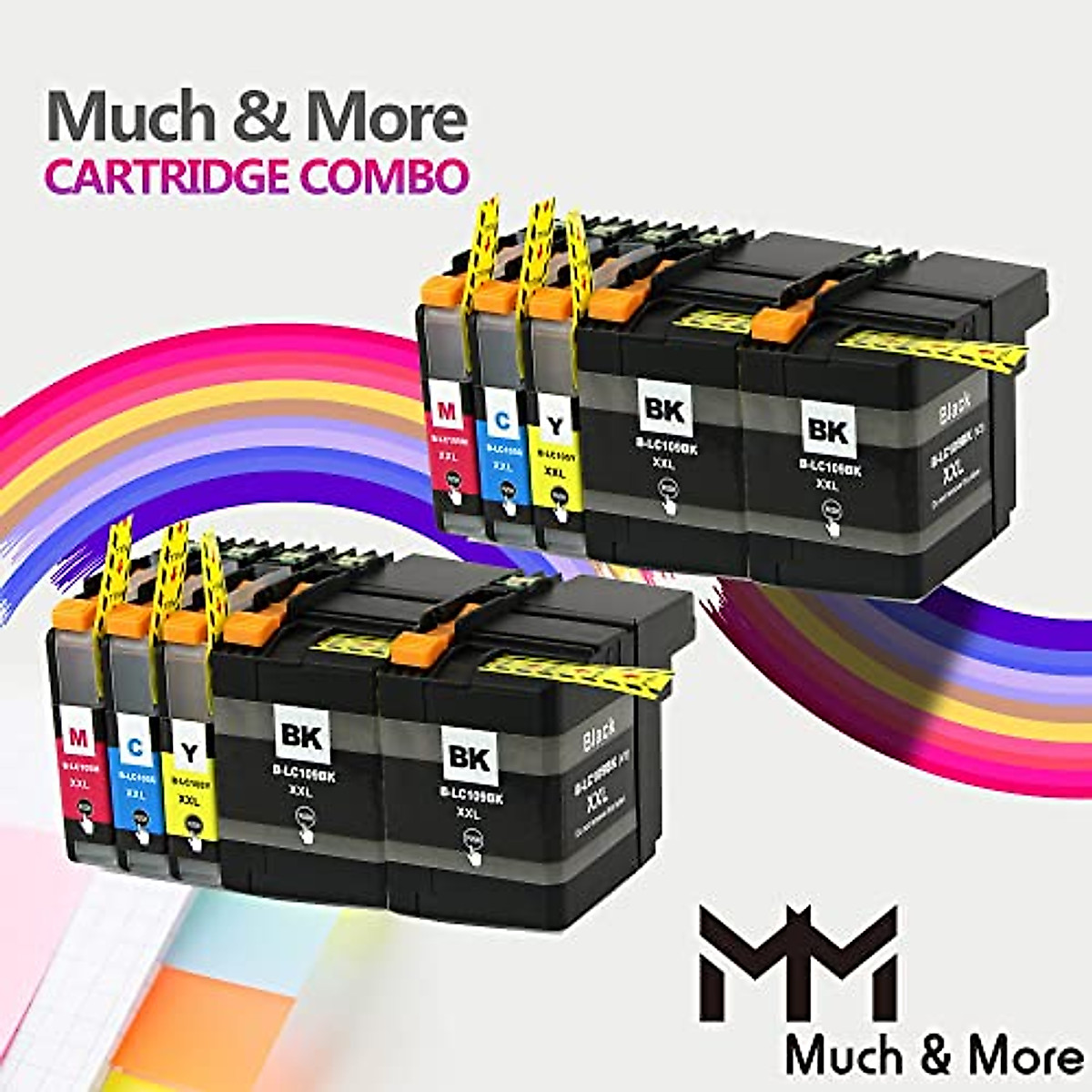 MM MUCH&MORE Ink Cartridge Replacement for Brother LC109 XXL LC-109 LC109XXL LC105 XXL LC105 to use for MFC-J6520DW MFC-J6720DW MFC-J6920DW Printer (4 Black + 2 Cyan + 2 Magenta + 2 Yellow) 10-Pack