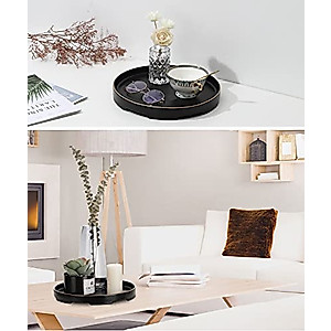 Shinowa Ceramic Decorative Tray, Bathroom Vanity Tray,Perfume Tray Cosmetic Tray for Dresser-Tops Office Living Room Kitchen Countert, Black