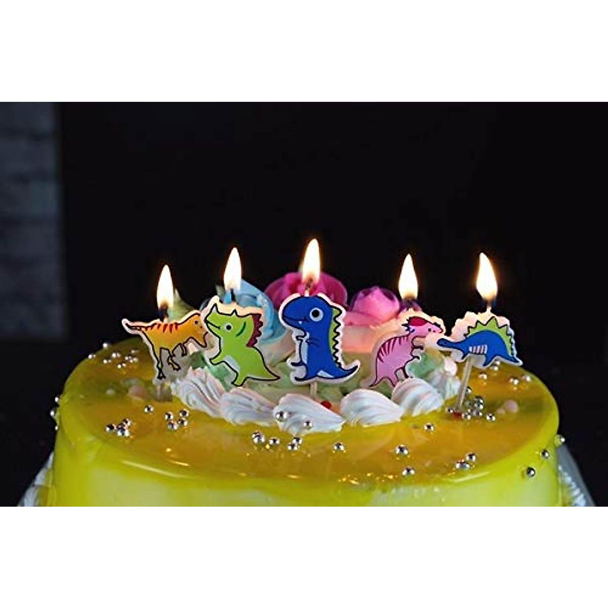 10 Count Special Cake Candles Topper with Holder for Wedding Party Birthday Valentine's Day Cake Decoration, Perfect Wish Gift for Kid and Adult (Dinosaur)