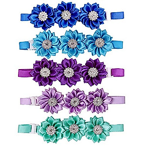 Masue Pets 15pcs/Pack Dog Bow Tie Dog Flower Collar Diamond Dog Accessories Pet Flower Bows Small Dogs Cat Puppy Bowtie Collar Dogs Bowties Pet Supplies