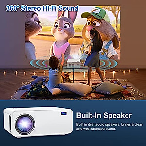 ZDK Mini Projector with WiFi,1080P HD Supported Portable Video Projector,8500LM,200"Display,Outdoor Movie Projector Compatible with iOS/Android Phone/Tablet/Laptop/PC/TV Stick/HDMI/USB/AV/Game Console