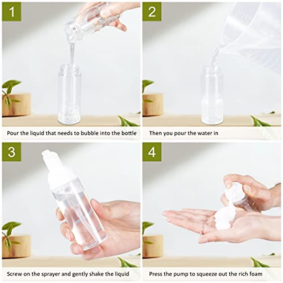 ASEVAT 12 Pcs Empty Foaming Pump Dispenser, 2 oz Transparent FoamSpray Bottle for Hand Soap Shampoo Lash Cleanser Packaging Liquid Cleaning (Clear)