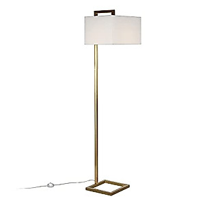 Grayson 68" Tall Floor Lamp with Fabric Shade in Brass/White