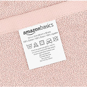 Amazon Basics Fast Drying, Extra Absorbent, Terry Cotton Washcloths - Pack of 24, Petal Pink, 12 x 12-Inch