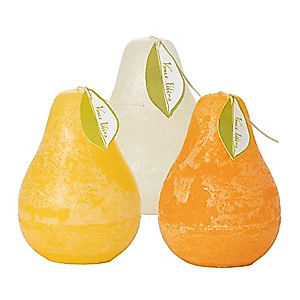 Sullivans Vance Kitira Pear Set of 3 Candles, Clean-Burning, Environmental-Friendly, Scentless, Real-Wax Candles, Home Décor, Hosting Décor