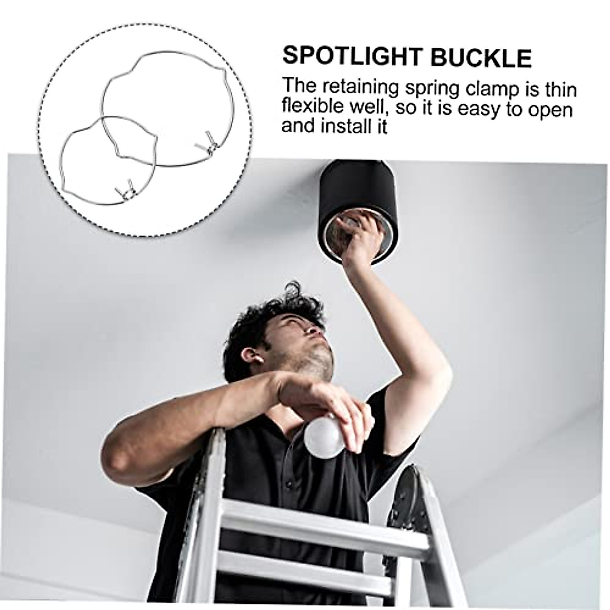 OSALADI 12pcs Spotlight Fixing Buckle Ring Spotlight Round Light Bulbs Spring Bulbs LED Bulb Round Retaining Clip Spot Light Retaining Spring Clip Downlight Repair Parts Retaining Rings