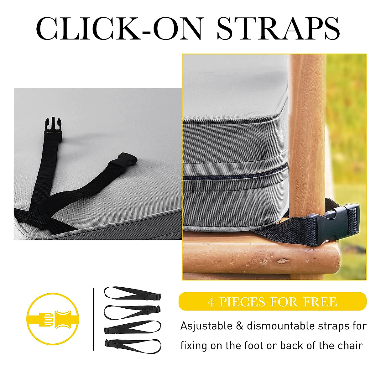 NICETOWN 2 Pack 22 x 20 x 4 inch Patio Chair Cushion Covers for Outdoor Furniture, Fade Safe Long Lasting Patio Furniture Cushion Covers Replacement for Indoor Outdoor with 4 Buckle Straps, Grey